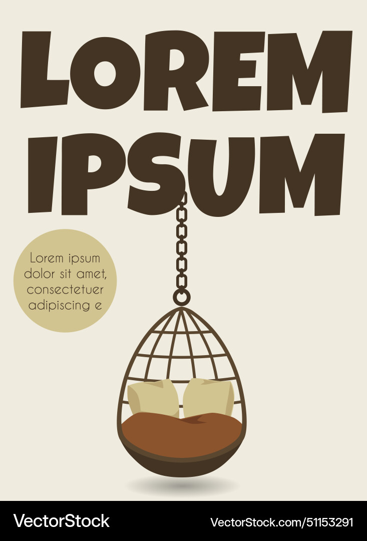 Advertising poster with wicker hanging chair Vector Image
