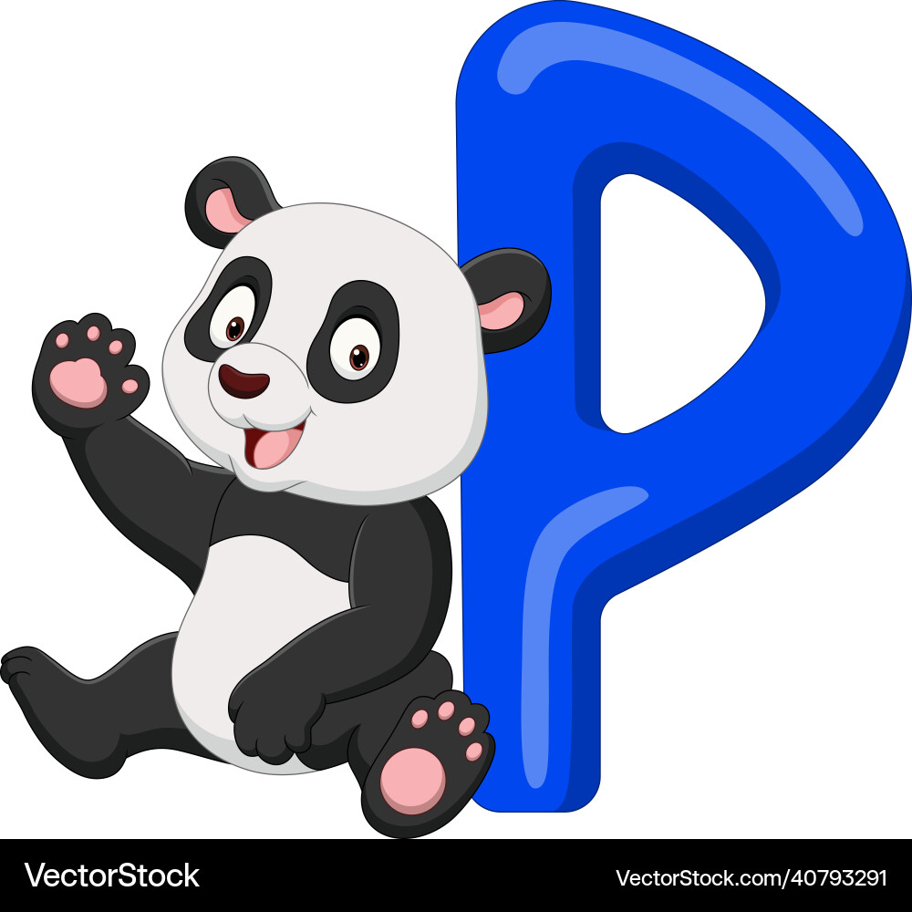 Alphabet letter p for panda Royalty Free Vector Image