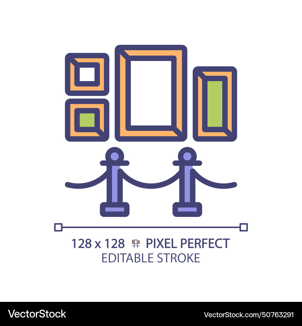 Art exhibition pixel perfect rgb color icon Vector Image