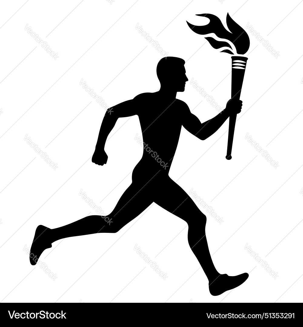 Athlete running with a torch Royalty Free Vector Image