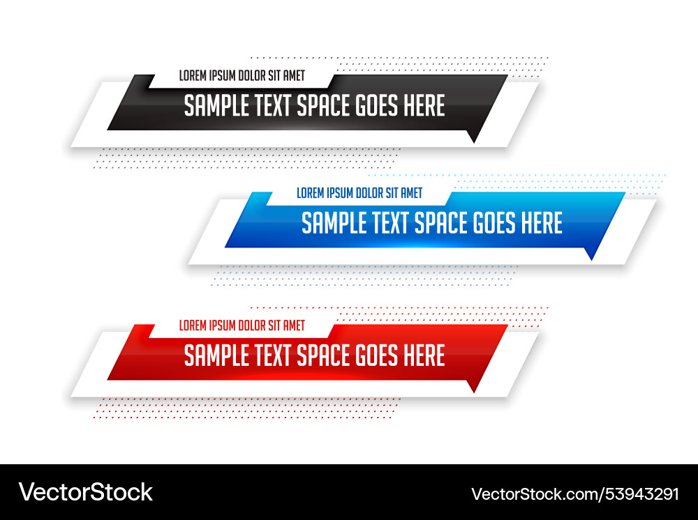 Collection of dynamic lower third titles banner Vector Image