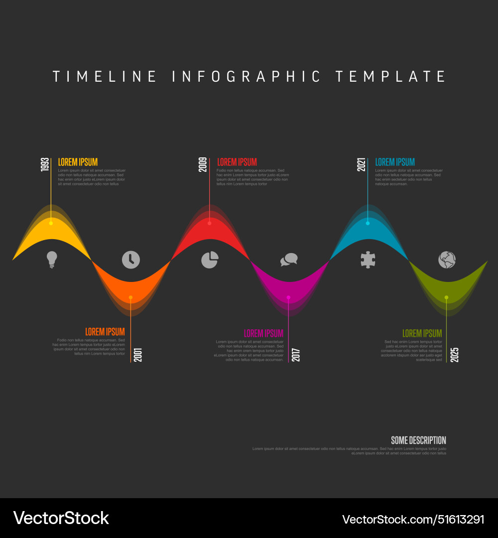Color horizontal timeline with wavy curves Vector Image