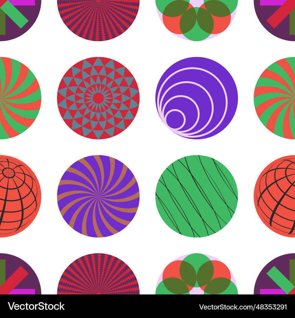 Colorful circle seamless pattern retro style Vector Image