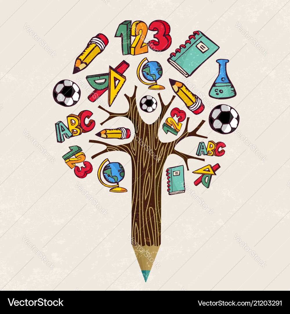Education pencil tree concept for school learning Vector Image