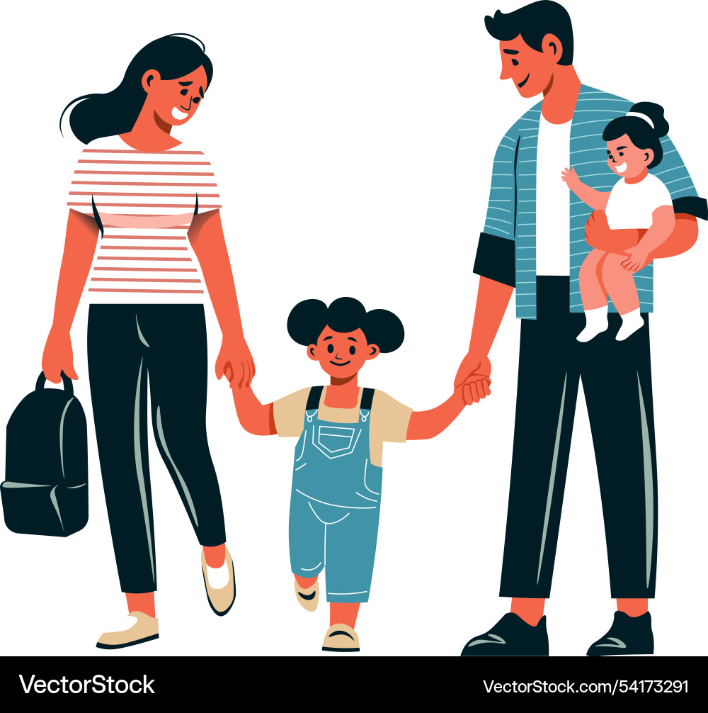 Family walking together Royalty Free Vector Image