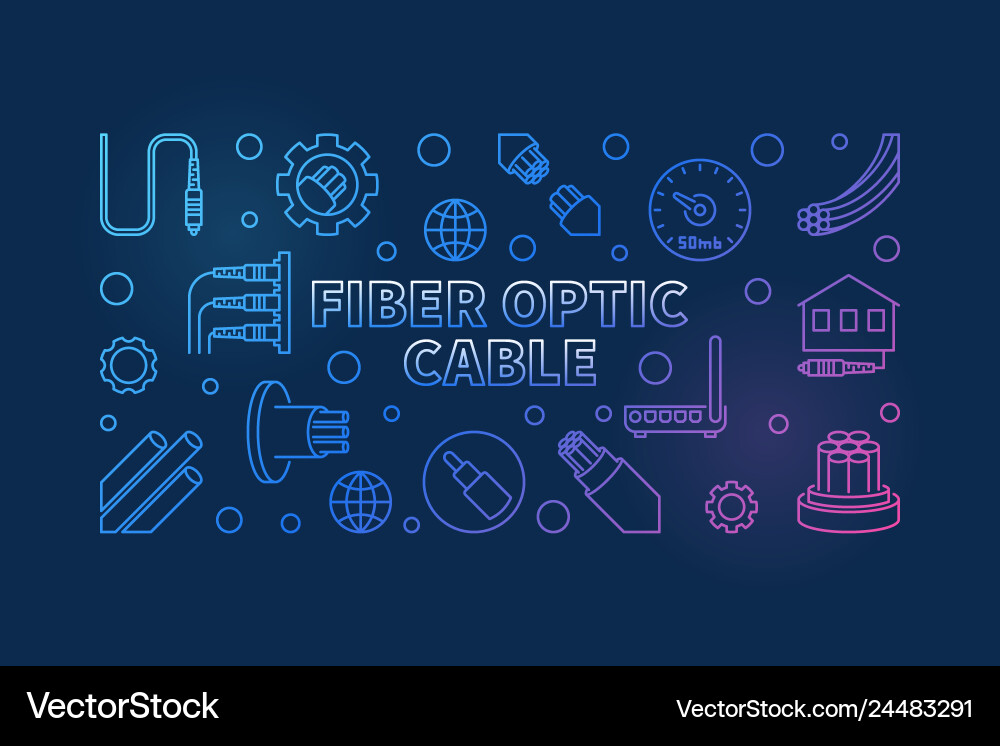 Fiber optic cable concept colored outline Vector Image