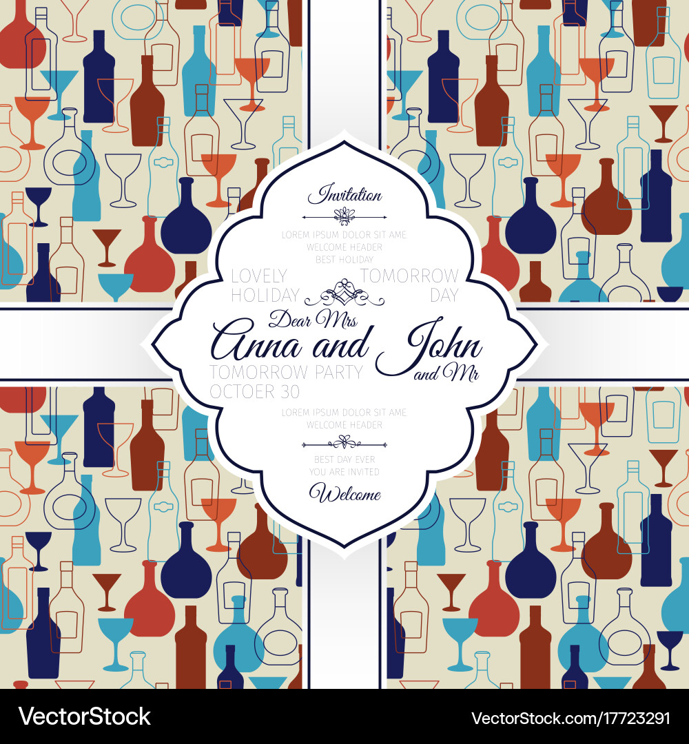 Invitation card with bar colorful background Vector Image