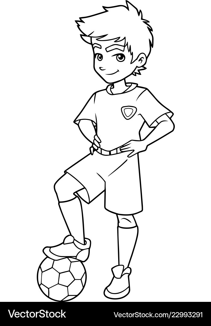 Line Art Football Boy Royalty Free Vector Image