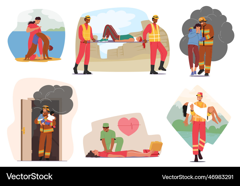 Set rescue service is an emergency response Vector Image