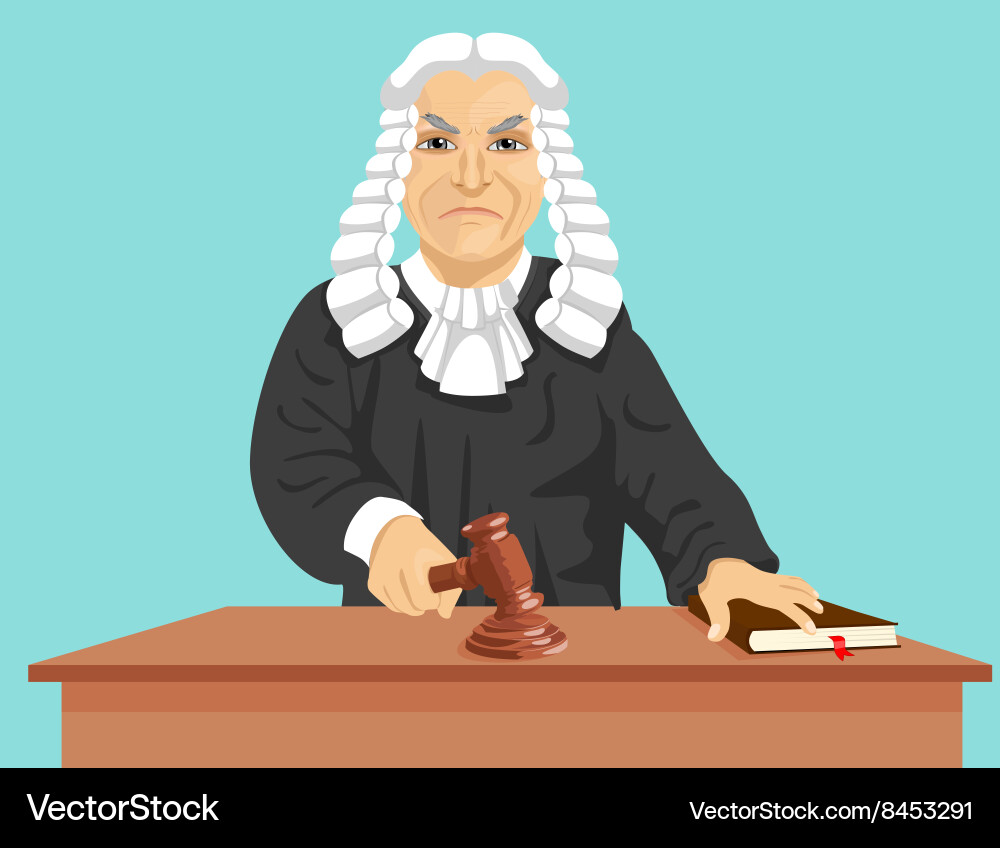Stern Judge Delivers Verdict Royalty Free Vector Image