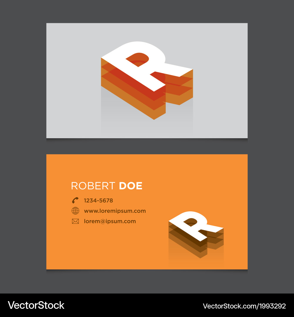 Business card letter r Royalty Free Vector Image