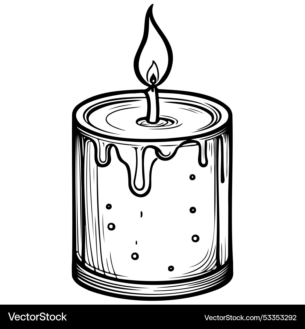 Cartoon candle drawing realistic outline line Vector Image