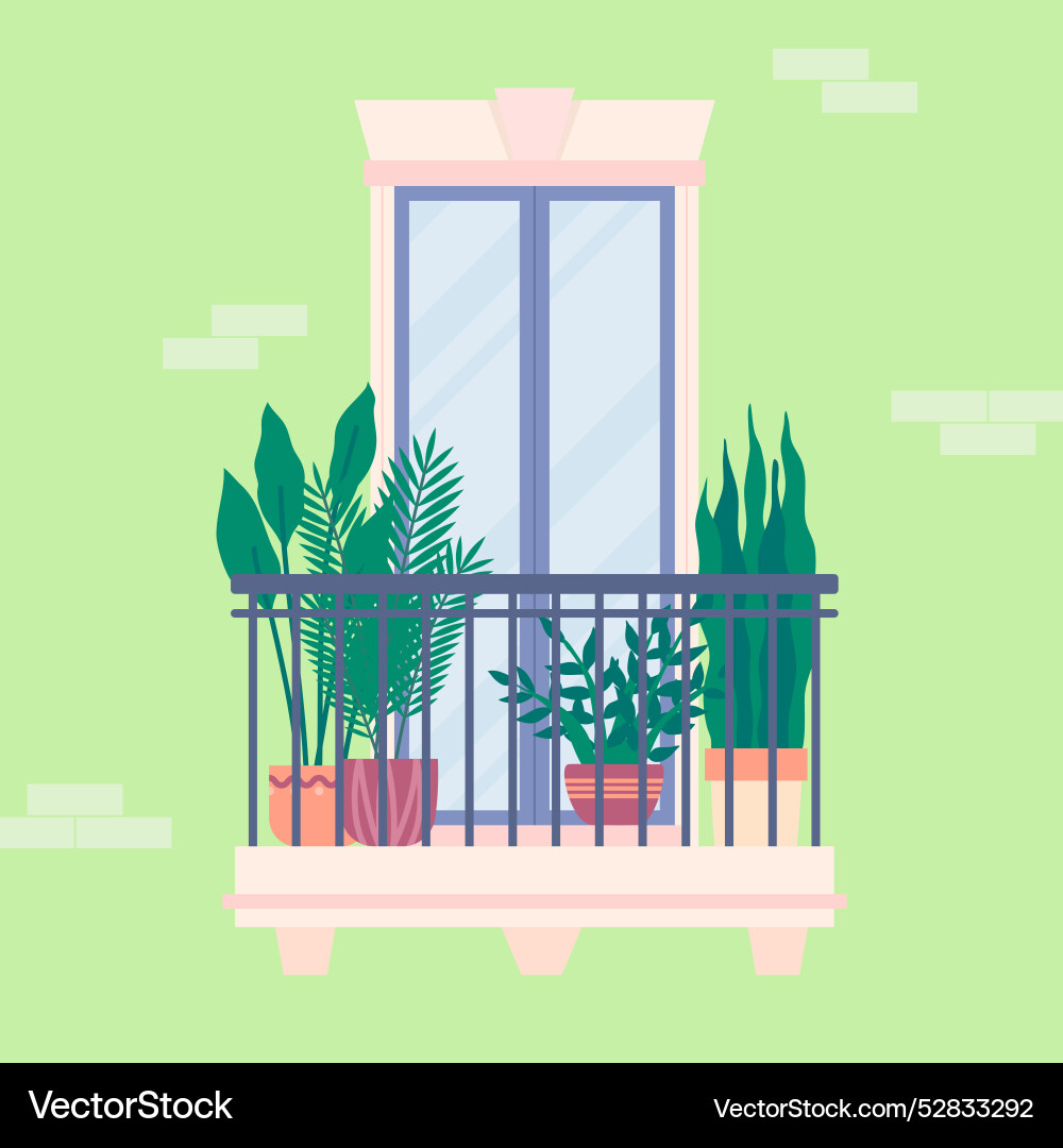 Cartoon color urban architecture balcony Vector Image