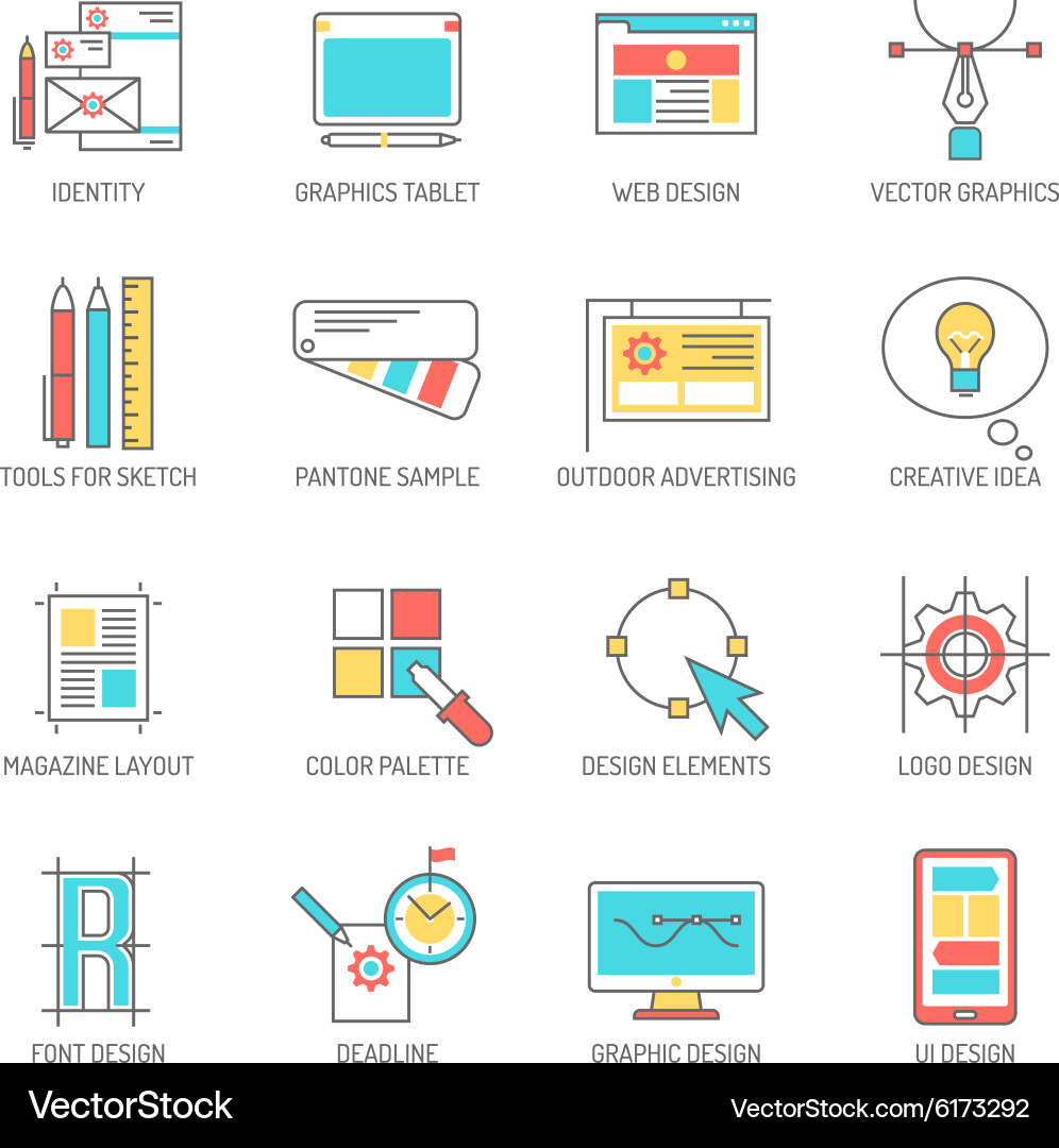 Digital Icon Set - Creativity & Branding Vector Image
