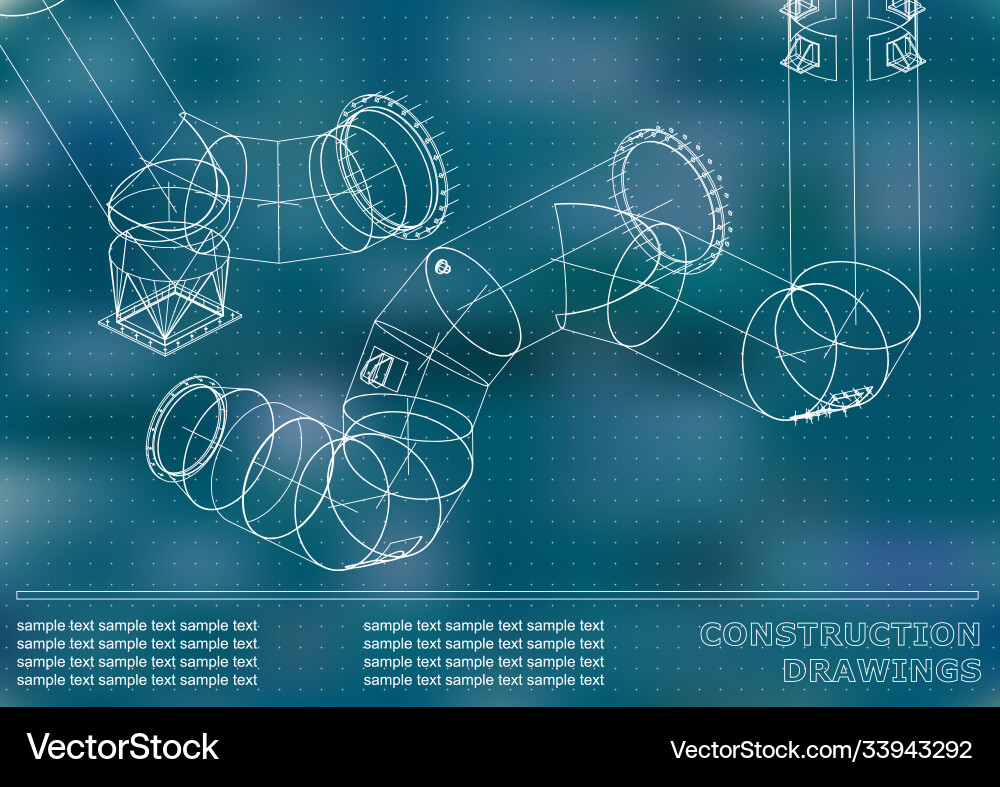 Drawings steel structures pipes and pipe 3d Vector Image