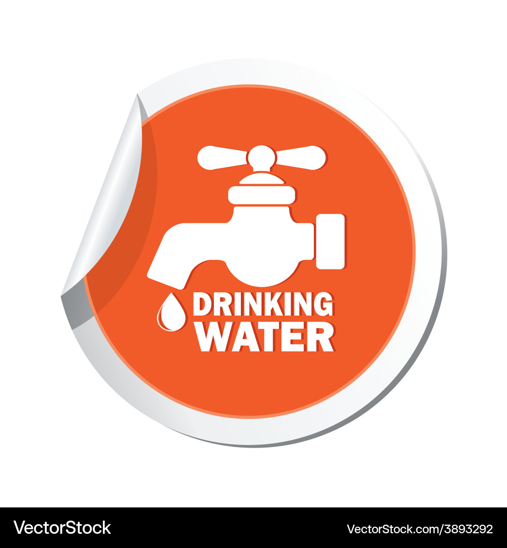 Drinking water orange label Royalty Free Vector Image