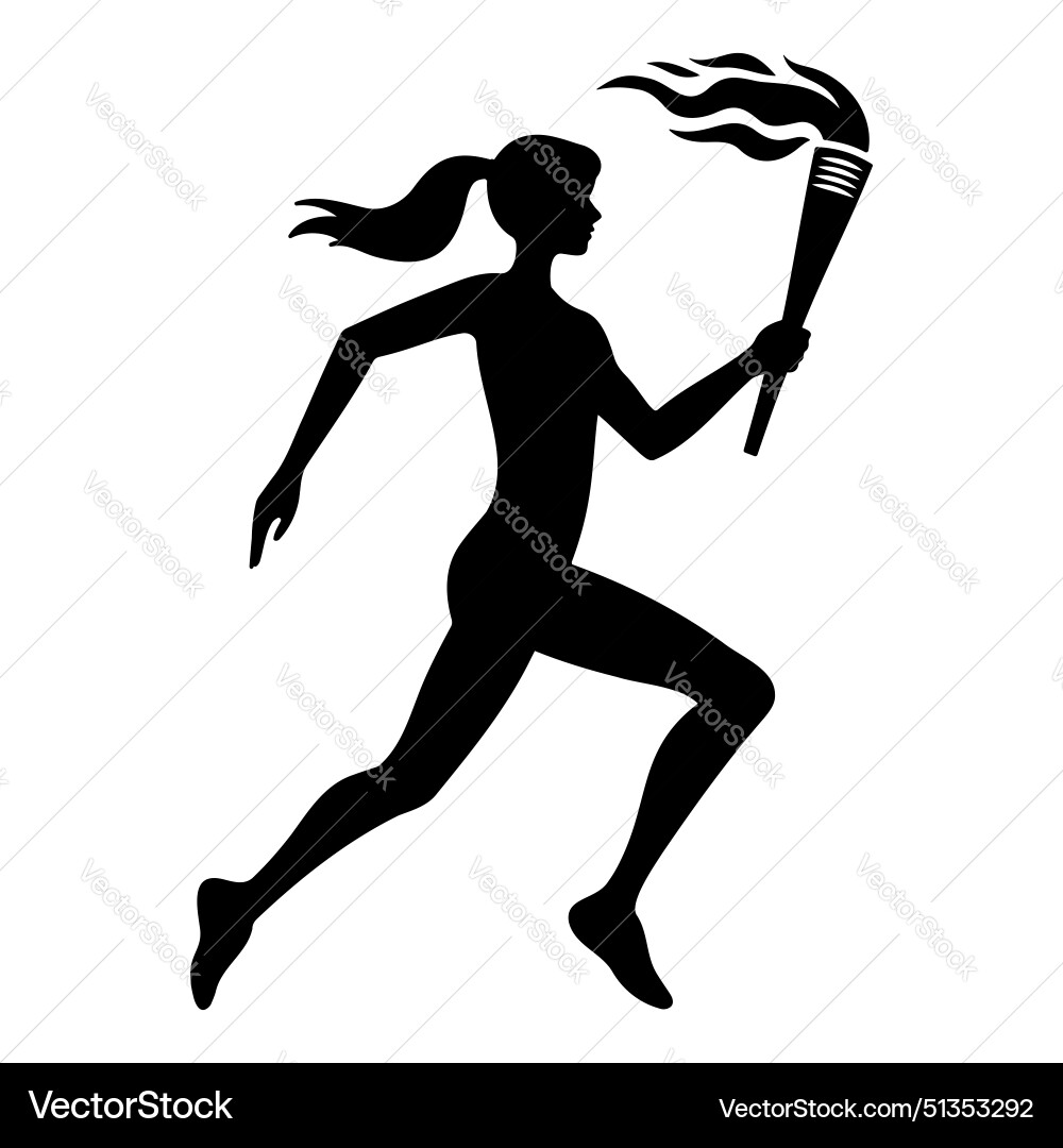 Female athlete running with a torch Royalty Free Vector