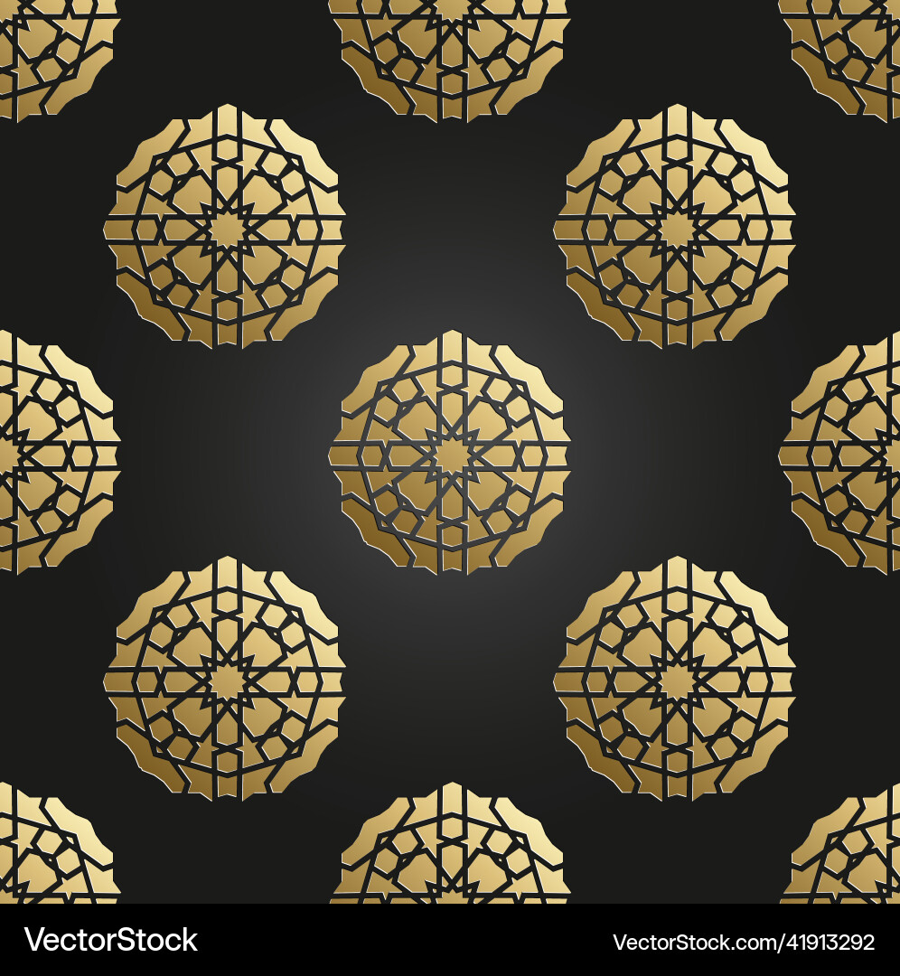 Gold seamless islamic pattern with radial ornament