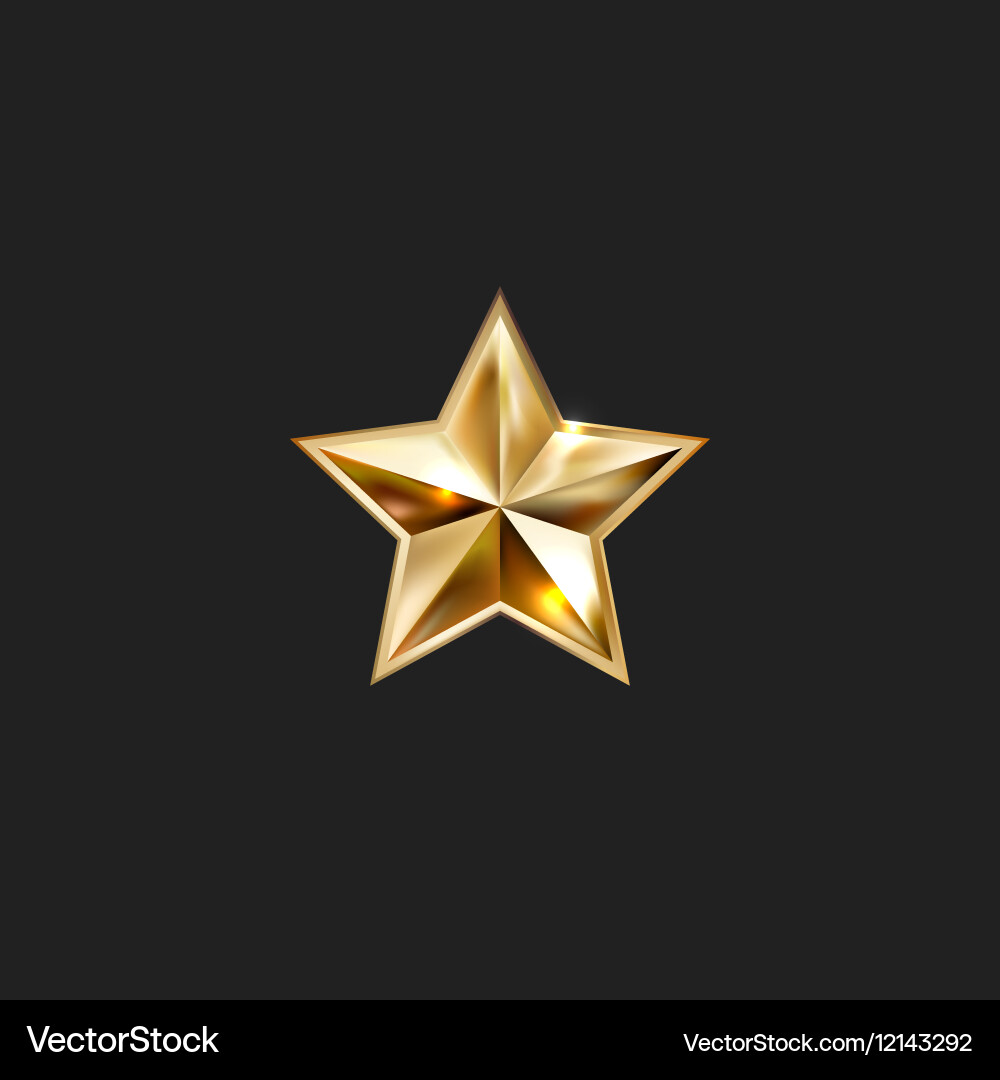 Hand drawing gold star with five rays elegant Vector Image