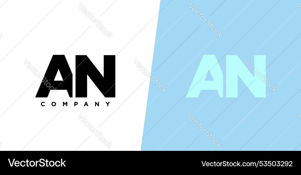 Letter a and n an logo design template minimal Vector Image
