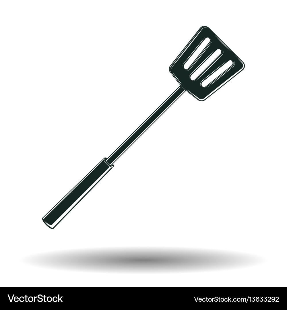 Monochrome bbq spatula sign Royalty Free Vector Image