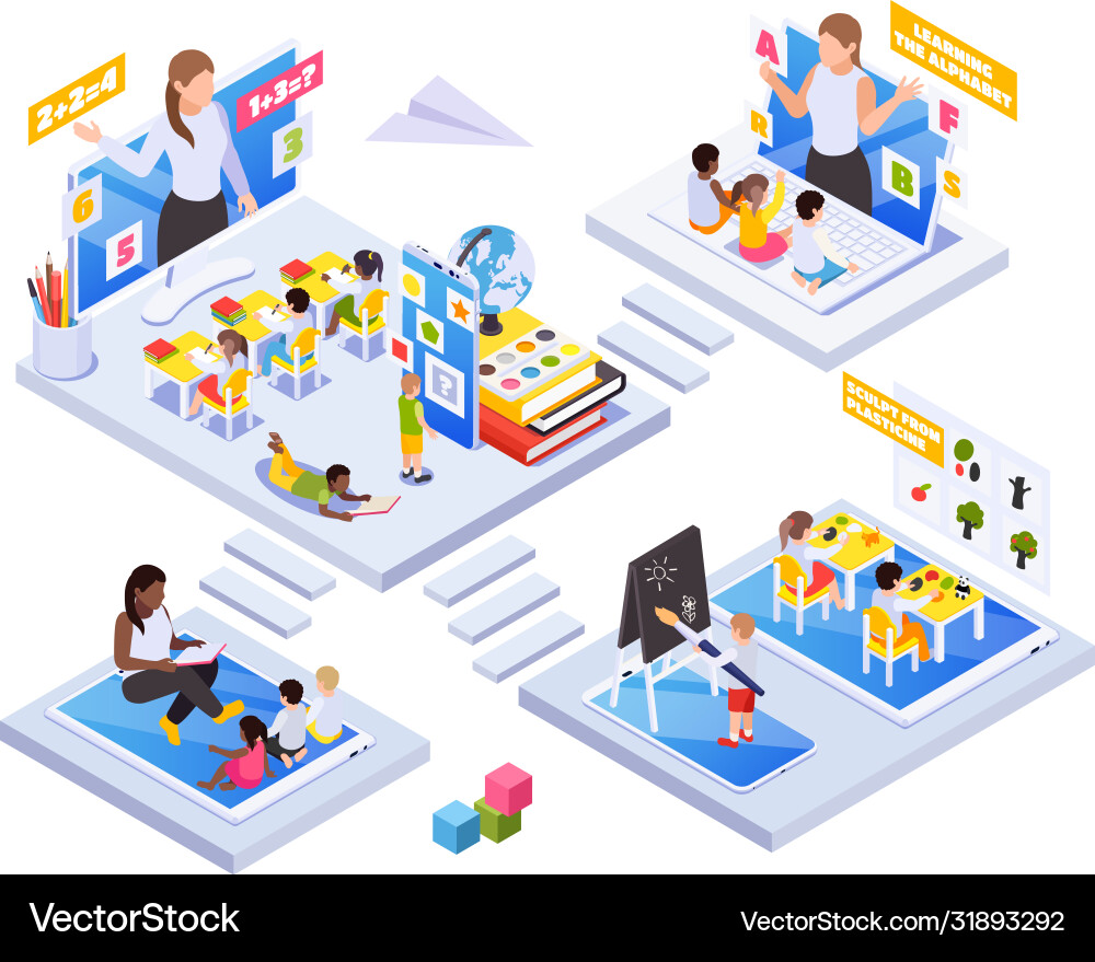 Remote Kindergarten Learning Royalty Free Vector Image