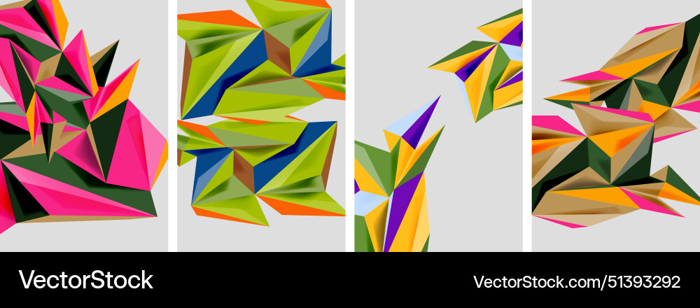 Set of mosaic triangle pattern abstract posters Vector Image
