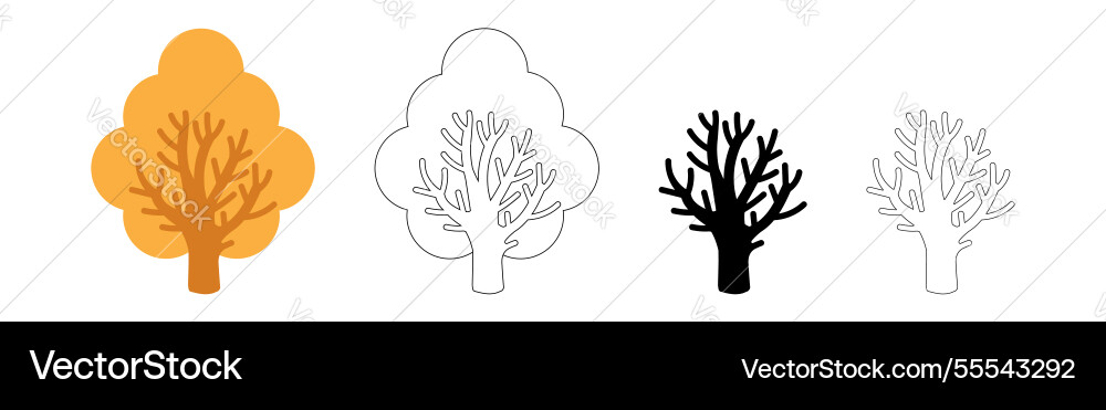 Simple tree shape icon silhouette outlined Vector Image