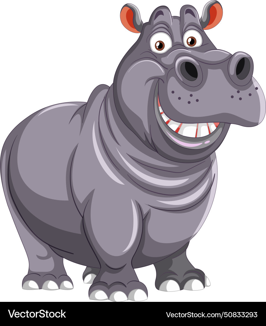 A friendly smiling hippo in style Royalty Free Vector Image