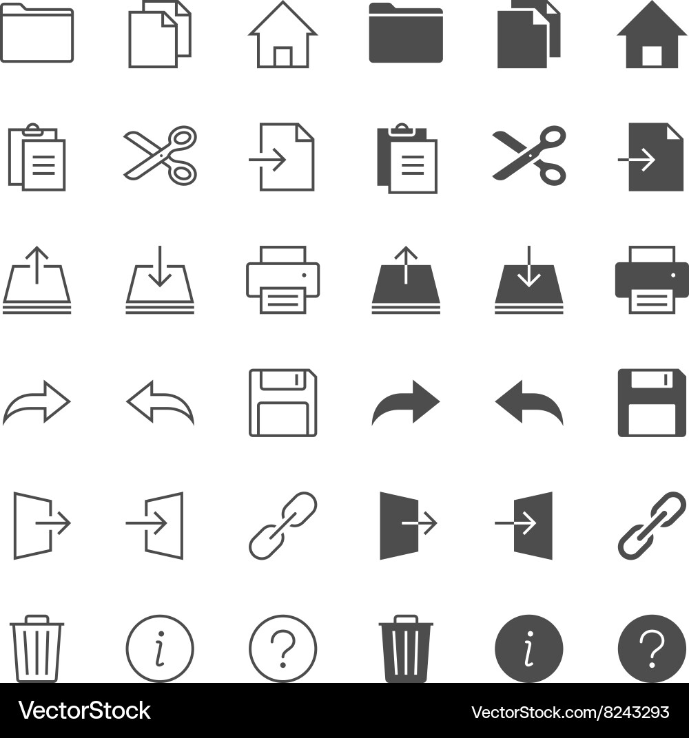 Application toolbar icons Royalty Free Vector Image