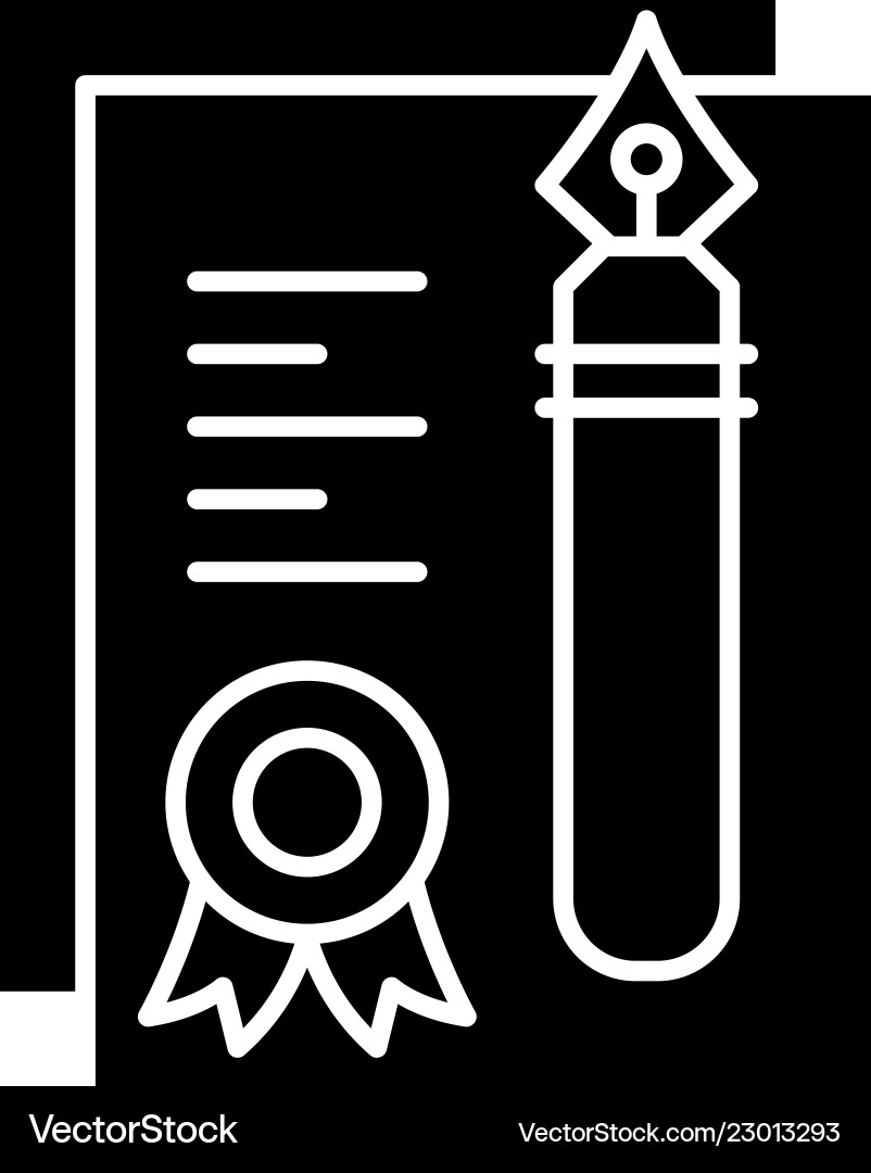 Certification system black icon sign Royalty Free Vector