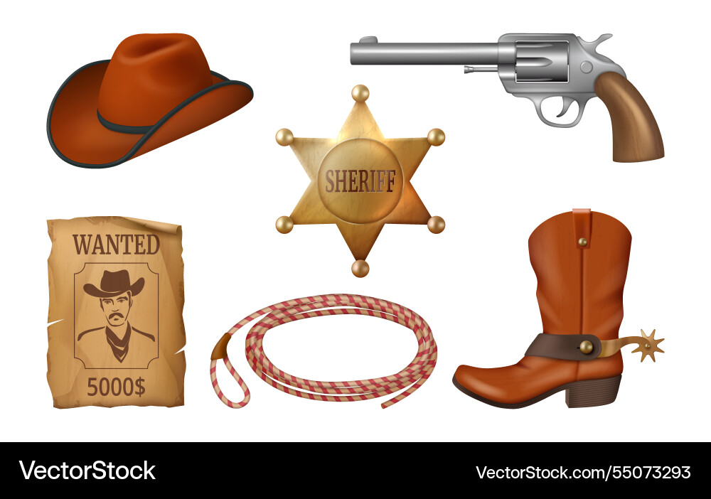 Cowboy wild west game design assets Royalty Free Vector