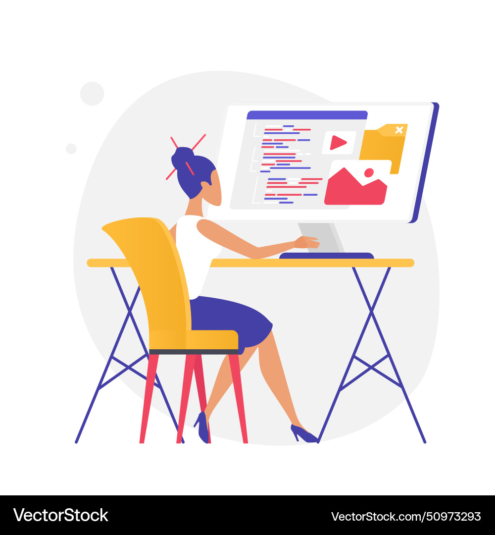 Digital video content development woman sitting Vector Image