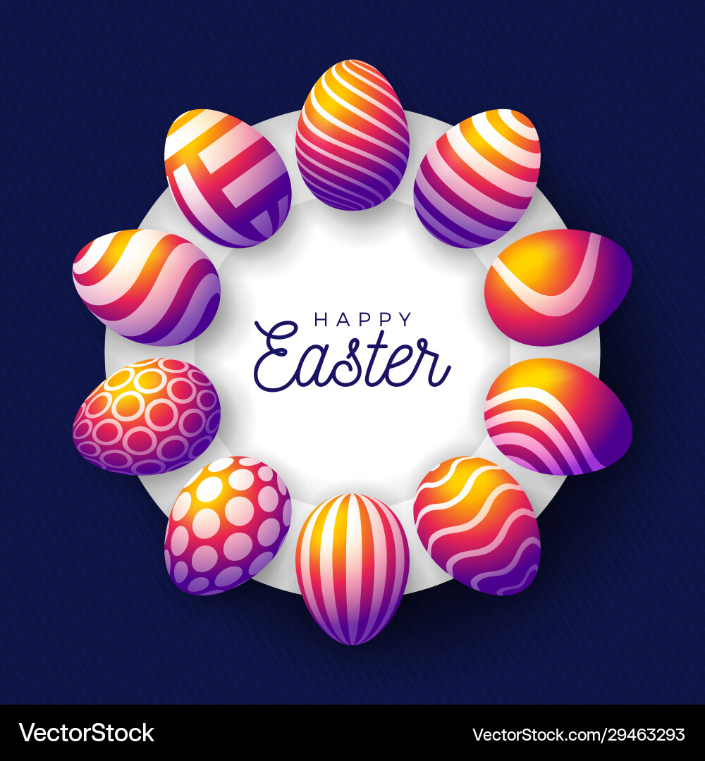 Easter insta color egg banner card Royalty Free Vector Image
