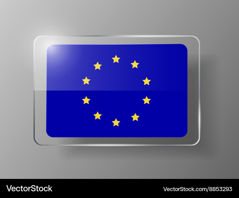 European union flag glossy button Royalty Free Vector Image