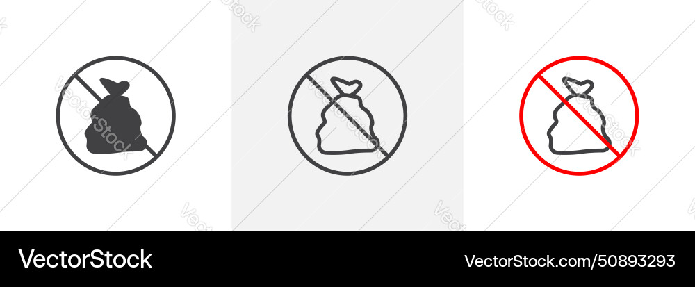 No garbage sign icon set trash litter forbidden Vector Image