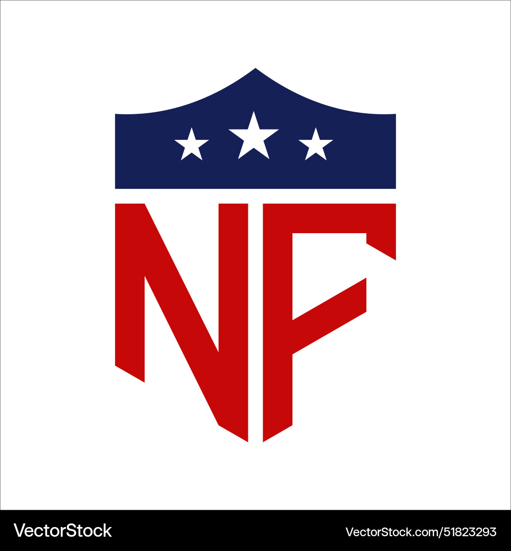 Patriotic nf logo design letter Royalty Free Vector Image