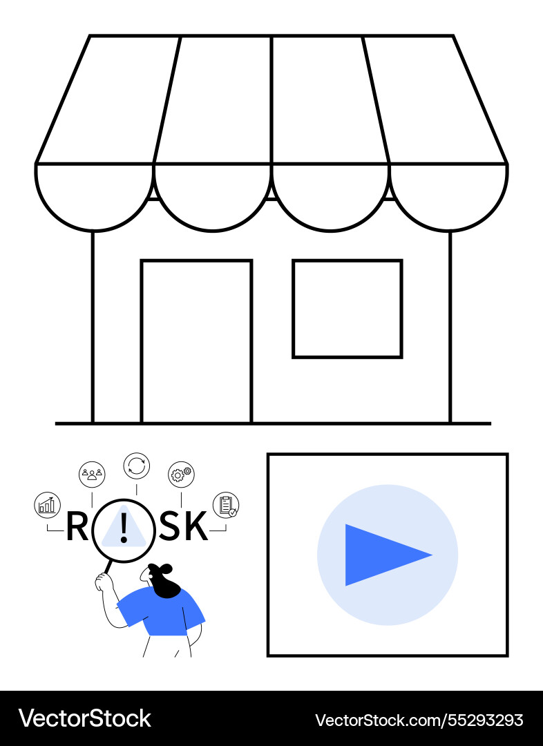 Small Storefront mit Risikobewertungskonzept Vektorbild