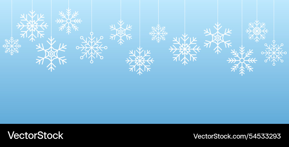 Snowflake seamless border simple hanging Vector Image