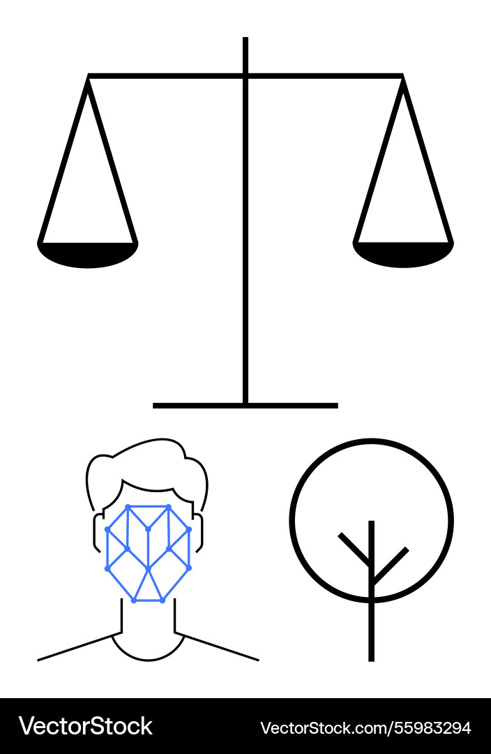 Balance scale geometric facial recognition Vector Image