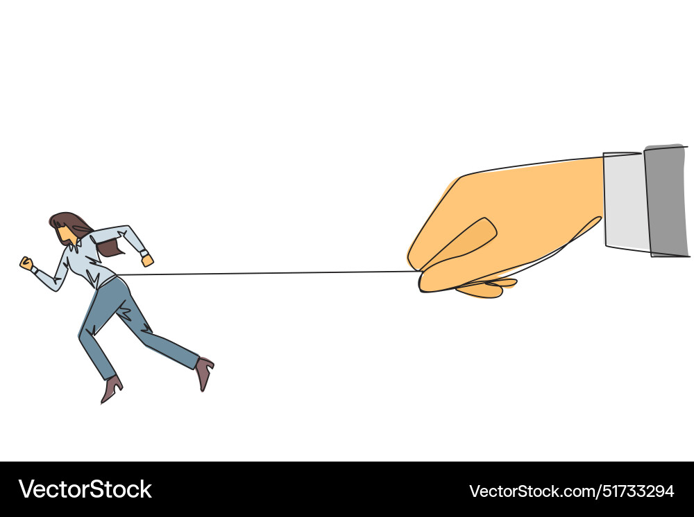 Continuous one line drawing businesswoman run Vector Image