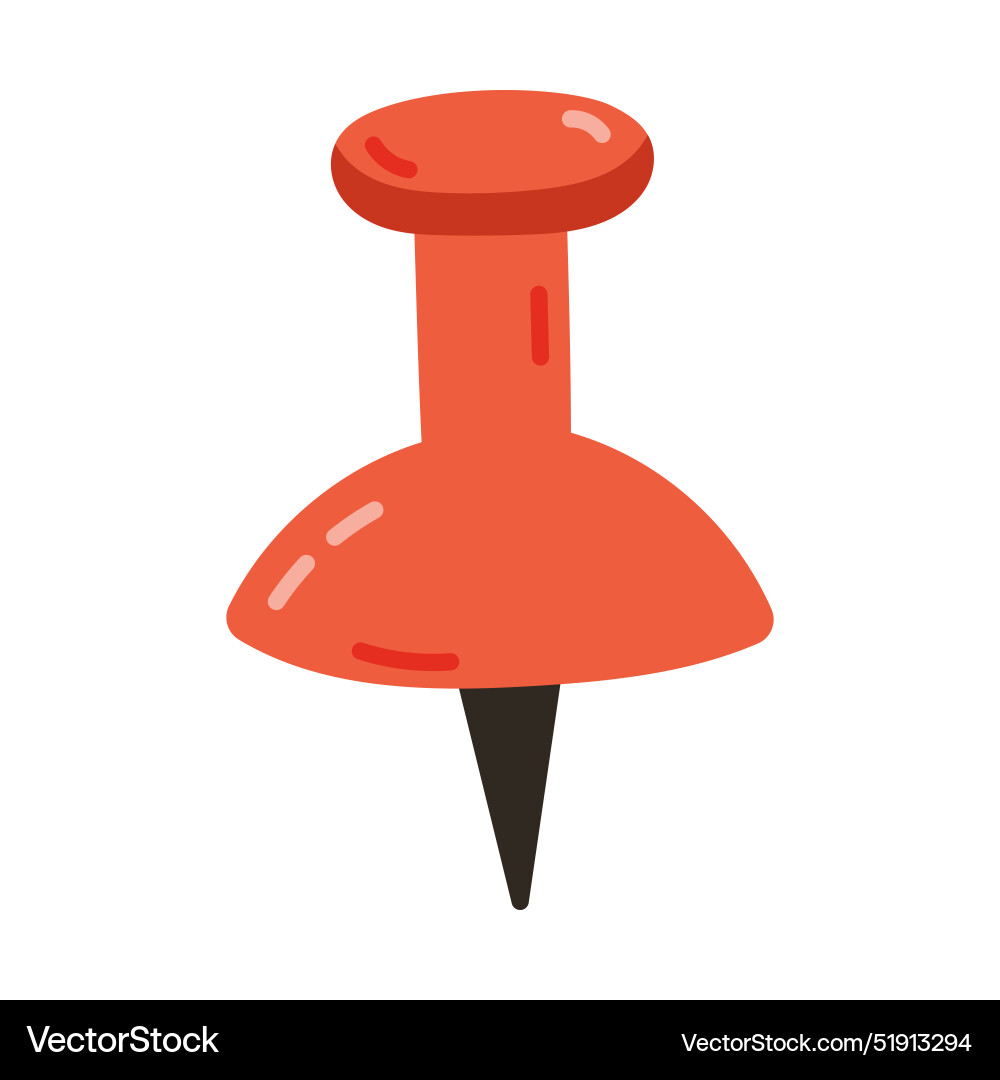 Cute cartoon push pin with plastic red top Vector Image