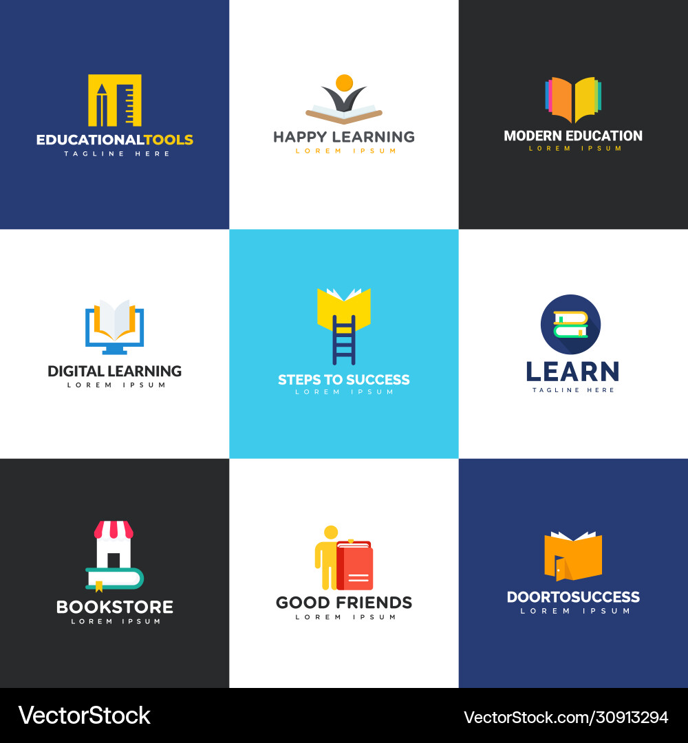 Educational tools logos pack Royalty Free Vector Image