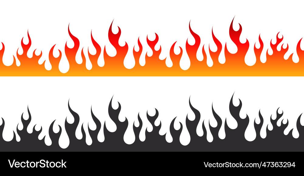 Fire flames painted cartoon campfire black Vector Image