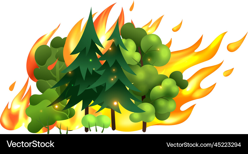 Forest fire disaster composition Royalty Free Vector Image