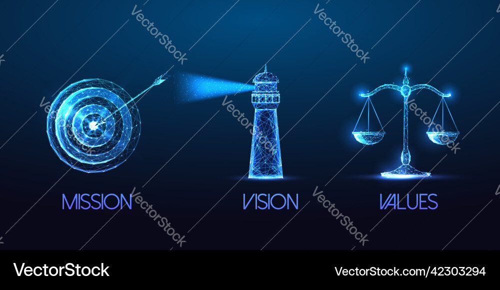 Futuristic mission vision values concept Vector Image