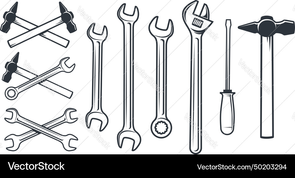 Hardware worker mechanical tools Royalty Free Vector Image