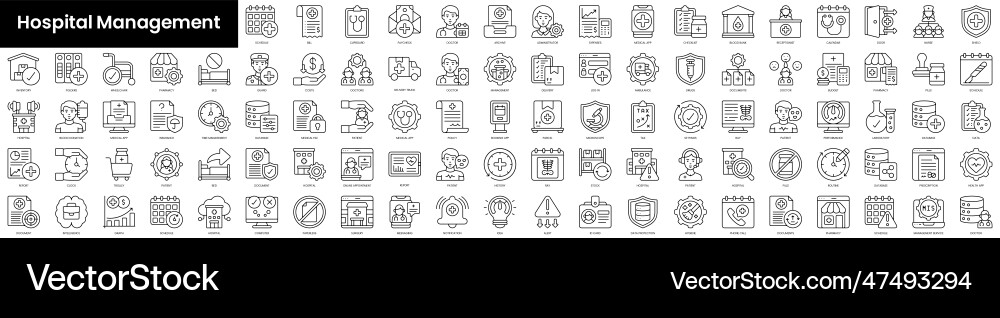 Hospital Management Icons - Thin Line Royalty Free Vector