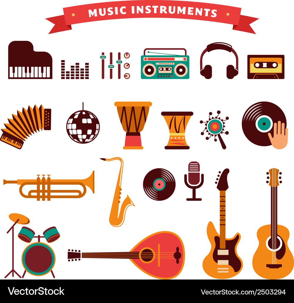 Musical instruments icons set Royalty Free Vector Image