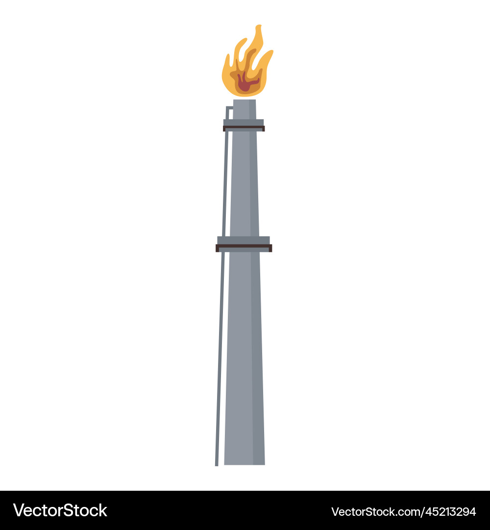 Oil gas industry pipe with burning flame Vector Image